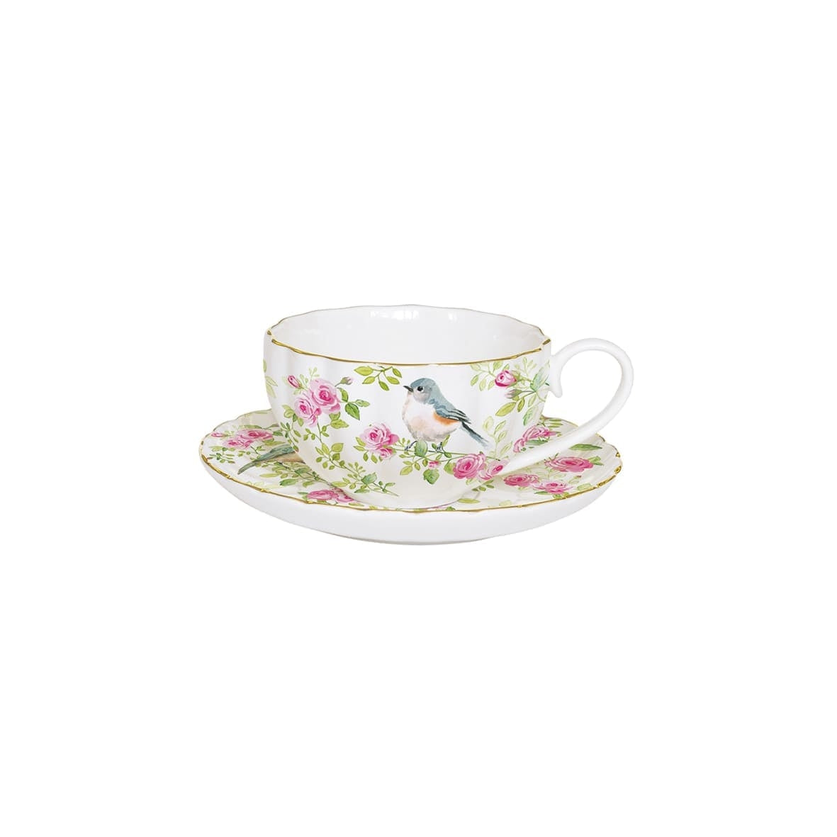 EASY LIFE Set due Tazze tea c/piattino porcellana SPRING TIME in color ...